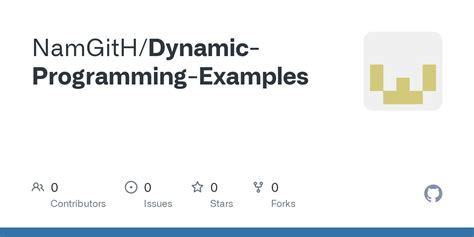 GitHub NamGitH Dynamic Programming Examples