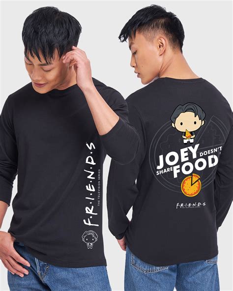 Buy Mens Black Joey Doesnt Share Food Typography Oversized T Shirt Online At Bewakoof