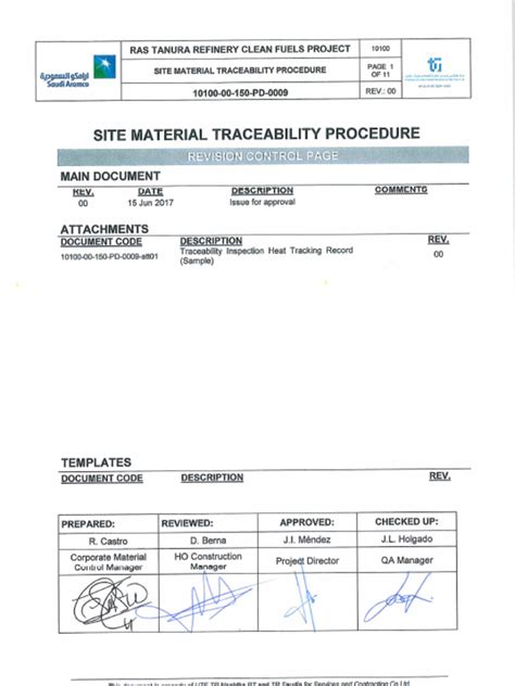 Material Traceability Procedure Pdf Pipe Fluid Conveyance