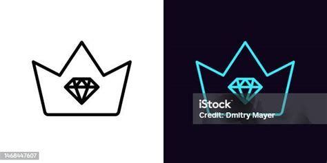 편집 가능한 획이 있는 윤곽선 왕관 아이콘입니다 보석 기호 왕실 보물 픽토그램이 있는 크라운 프레임 다이아몬드 왕관 프리미엄 가치와 고급 스러움 왕과 여왕의 부 Empire