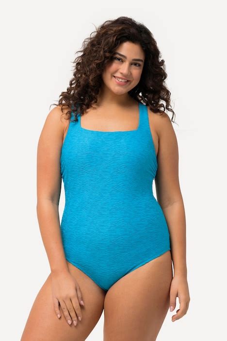 Wave Textured Cupless Swimsuit Light Turquoise Ulla Popken