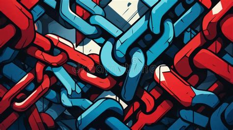 Bold And Contemporary Flat Illustration Featuring A Stylized Chain Link Pattern In High