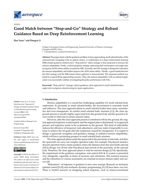 Pdf Good Match Between “stop And Go” Strategy And Robust Guidance Based On Deep Reinforcement