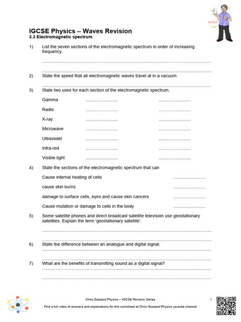 3 Waves Revision 3 3 Electromagnetic Spectrum Igcse Physics Chris
