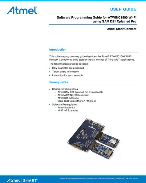 Software Programming Guide For Atwinc1500 Wi Fi Using Sam D21 Xplained