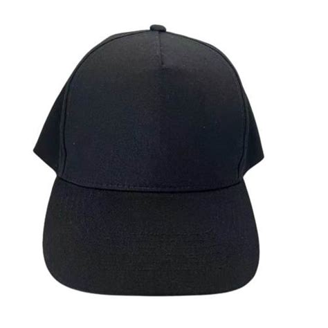 Plain Black Dad Hat With Velcro Long Bill Baseball Cap