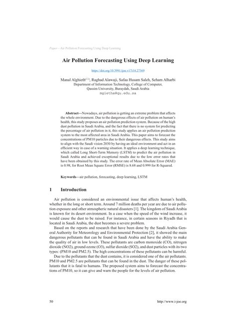 Pdf Air Pollution Forecasting Using Deep Learning