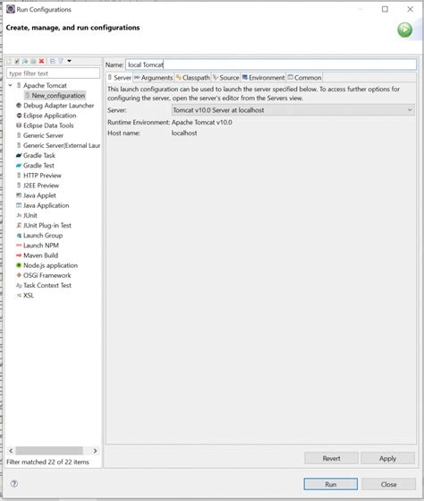 how to configure apache tomcat as target runtime for eclipse datmt