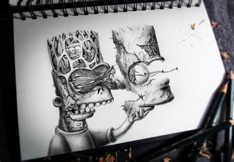 Distroy Creepy Pencil Drawings Of Famous Cartoon Characters Bored Panda