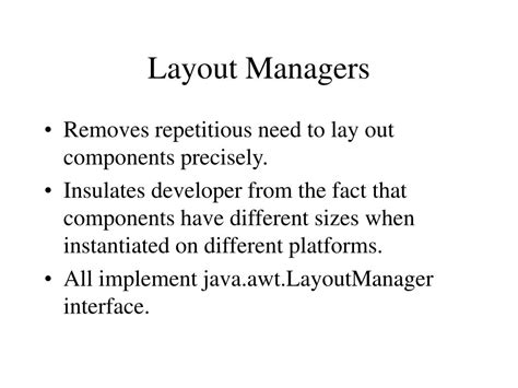 Ppt Awt Layout Managers Chapter 10 Powerpoint Presentation Free Download Id1229282