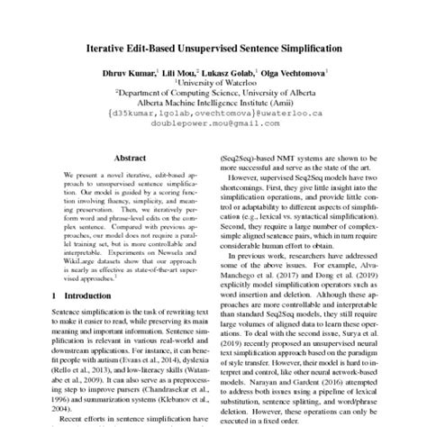 Iterative Edit Based Unsupervised Sentence Simplification Acl Anthology