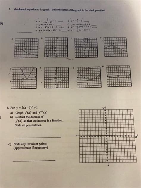 Solved 3 Match Each Equation To Its Graph Write The Letter