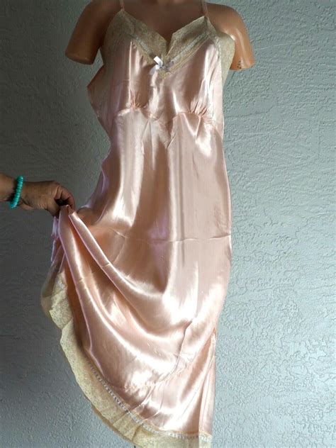 1930s Vintage Lingerie Pink Satin Bias Cut Glamorous Hollywood Glamour