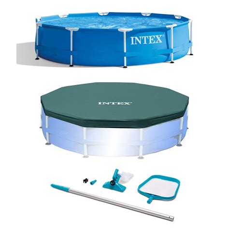 Intex Pool Kit W Intex 10 X 2 5 Ft Pool Set W Filter Pump W 10 Ft Pool Cover