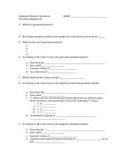 Quantum Numbers Questions Docx Quantum Numbers Questions Pre Class Assignment NAME What Are