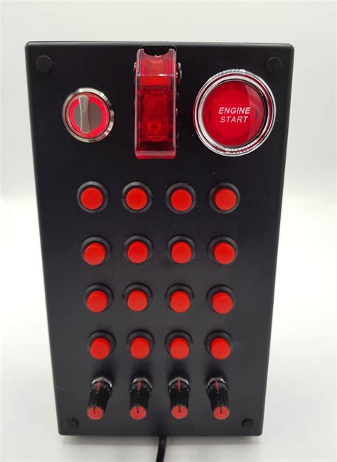 PC USB Box 32 Functions In Red With Toggles Back Lit Rotary Encoders Back Lit Start Engine