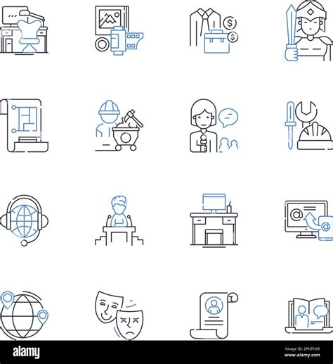 Graphic Designer Line Icons Collection Creativity Adobe Typography