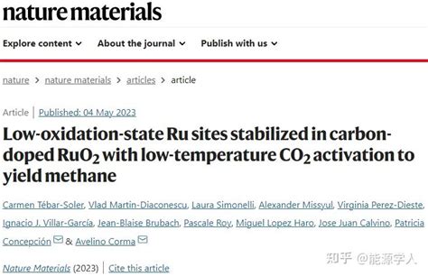 今日nature Materials 碳掺杂实现低温co2活化催化剂 知乎