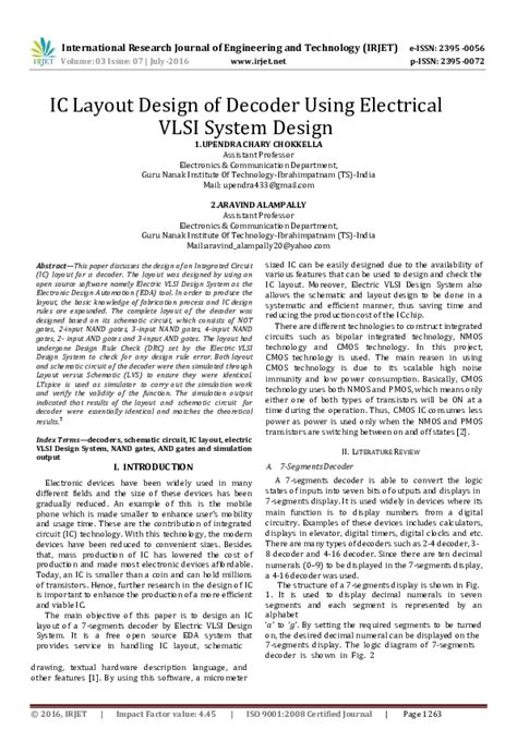 Pdf Ic Layout Design Of Decoder Using Electrical Vlsi System Design