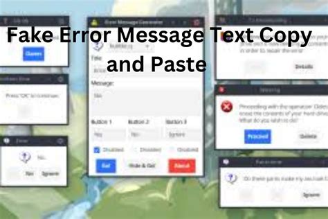 fake error message text copy and paste common examples and solutions