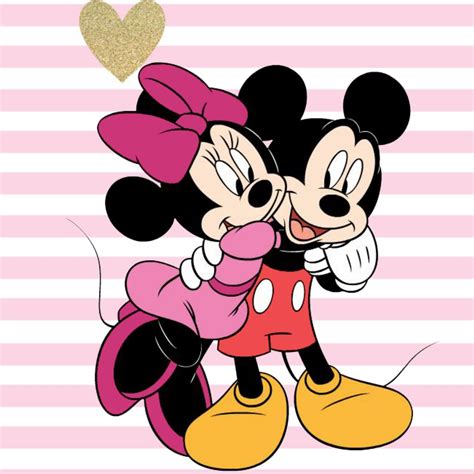 Two Mickey And Minnie Mouse Hugging Each Other