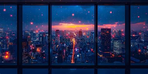 Cityscape Showcasing Cutting Edge Connectivity Infrastructure For IoT