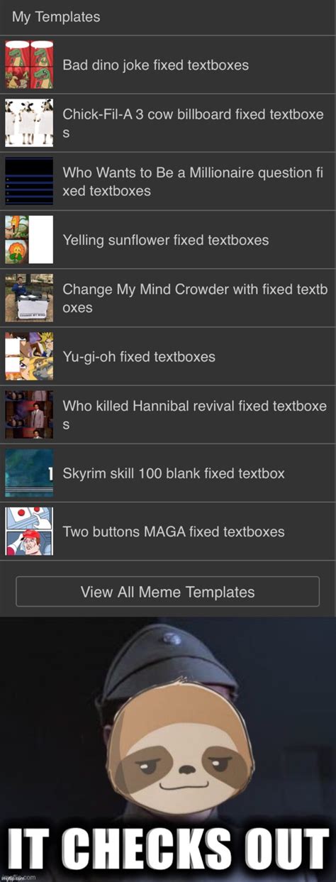 Sloth Fixed Textboxes Blank Template Imgflip