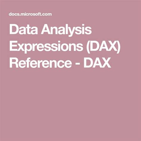 Data Analysis Expressions Dax Reference Dax