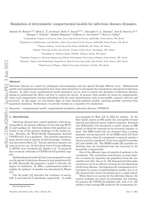 Pdf Simulation Of Deterministic Compartmental Models For Infectious Diseases Dynamics