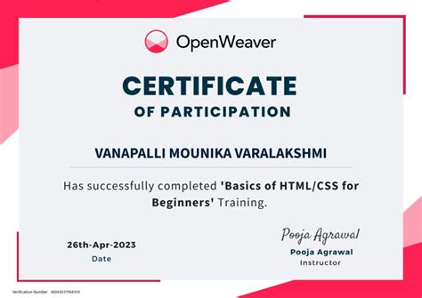 V Mounika Varalakshmi On Linkedin Certification In Html And Css