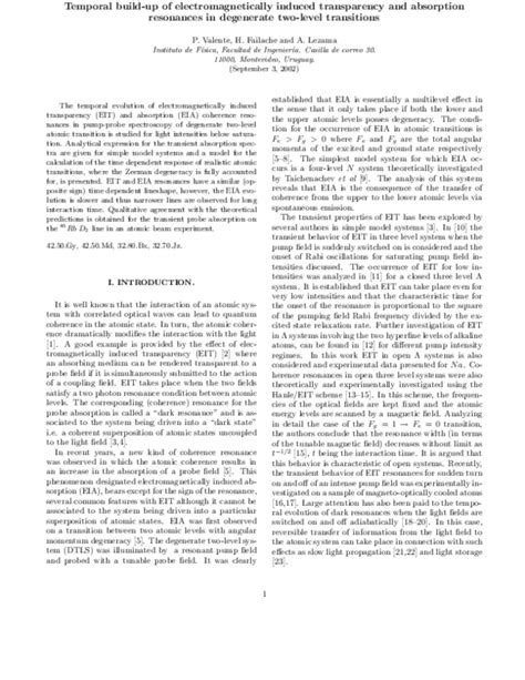 Pdf Temporal Buildup Of Electromagnetically Induced Transparency And Absorption Resonances In