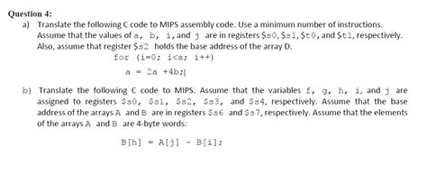 Solved Question A Translate The Following C Code To MIPS Chegg