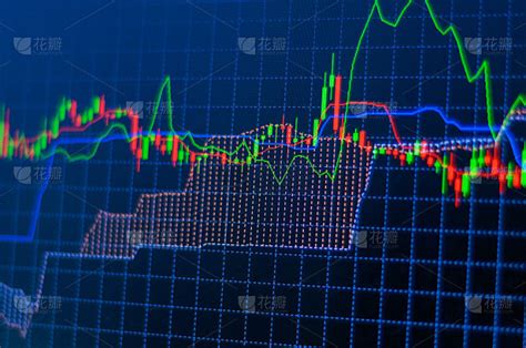 股票市场的蜡烛图在黑色背景上的数字显示