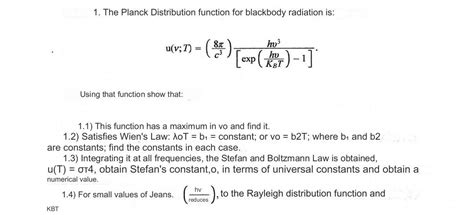 Solved Please Solve Step By Step The Planck Distribution
