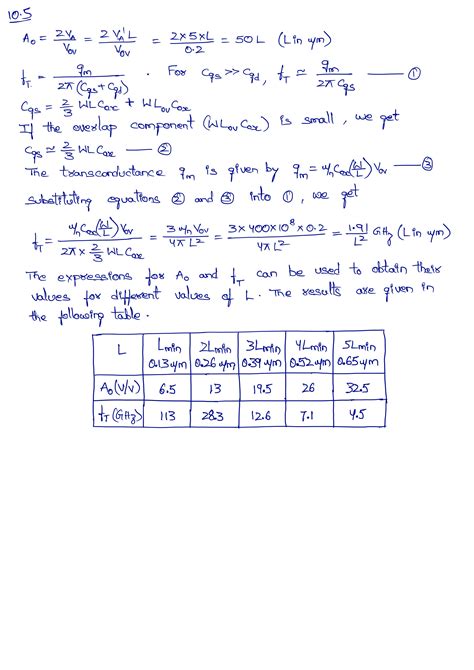 10 5 Find The Intrinsic Gain A0 And The Unity Gain Frequency Ft Of An N