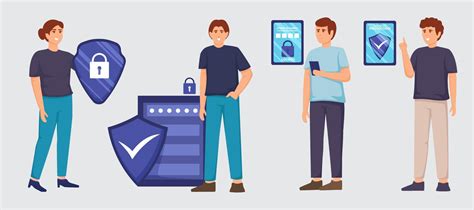 Digital Data Protection Design Vector Cyber Security Cartoon Character Illustrations Cloud