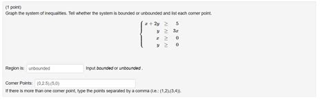 solved 1 point graph the system of inequalities tell