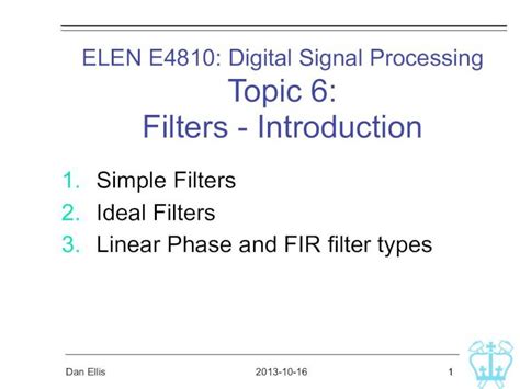 PDF ELEN E Digital Signal Processing Topic Filters Introduction DOKUMEN TIPS