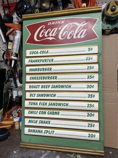 1960s Coca Cola Fishtaiil Masonite Menu Board 2094607365