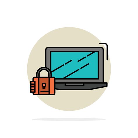 Computer Padlock Security Lock Login Abstract Circle Background Flat Color Icon 15465075 Vector