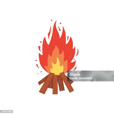 캠프 파이어 아이콘입니다 모닥불 벡터를 굽기 장작 불꽃 벽난로 만화 그림을 구울 수 있습니다 가연성에 대한 스톡 벡터 아트 및