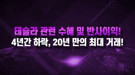주식 4년간 하락 20년 만의 최대 거래 테슬라 관련 수혜 및 반사이익 비의 신이 만든 주식 프로그램 Youtube