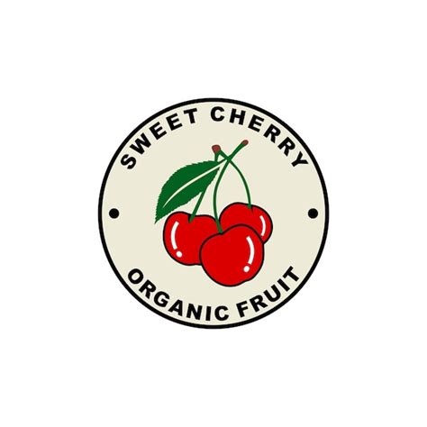 Cherry Organic Fruit Logo Design Premium Vector