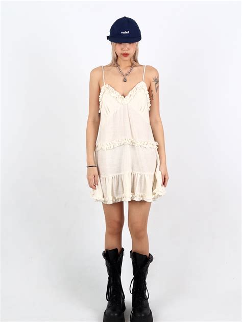 시즌오프세일 당일발송 빈티지 구제 프릴 캉캉 미니 원피스 에이블리