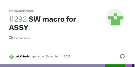 Sw Macro For Assy · Issue 292 · Xarialcodestack · Github