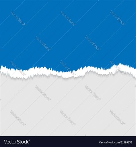 Torn Blue Paper Edge Rip Page Ripped Border Vector Image