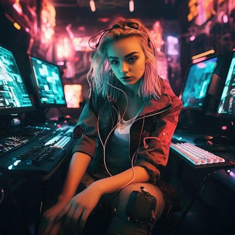 Premium Ai Image Photo Of A Realistic Cyberpunk Hacker