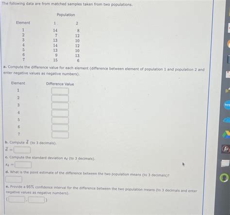 Solved The Following Data Are From Matched Samples Taken Chegg