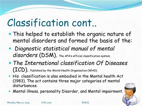 Classification Of Mental Disorders Cogppt