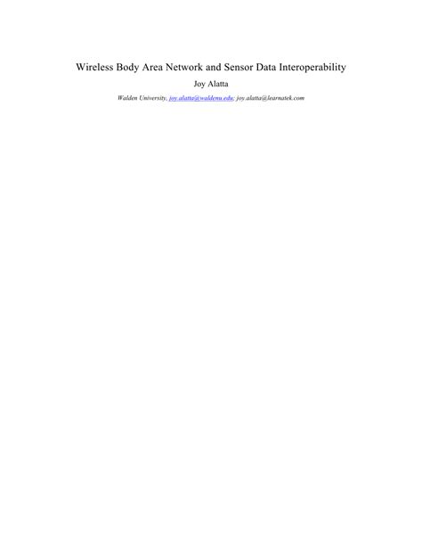 Pdf Wireless Body Area Network And Sensor Data Interoperability